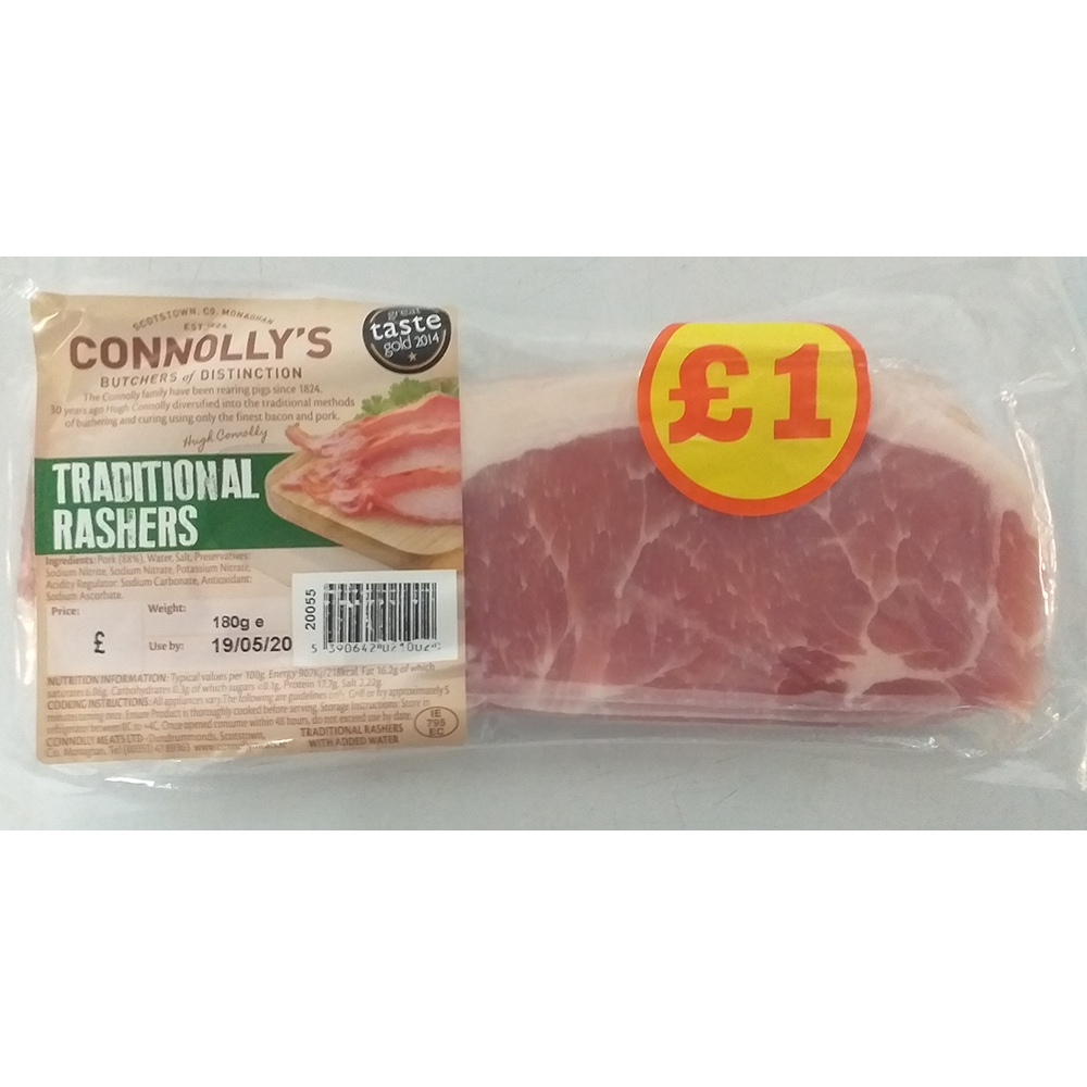 Connollys Bacon Rashers - Unsmoked - Cannich Stores