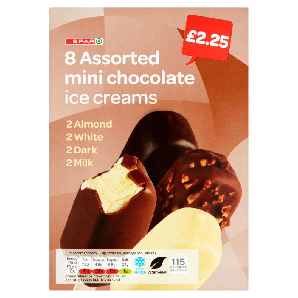 Spar 8 Assorted Mini Chocolate Ice Creams 269g - Cannich Stores