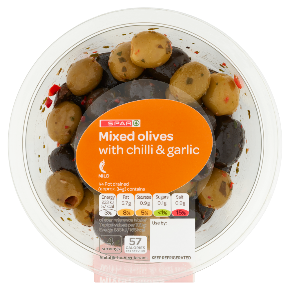 Spar Mixed Olives with Garlic & Chilli 150g - Cannich Stores