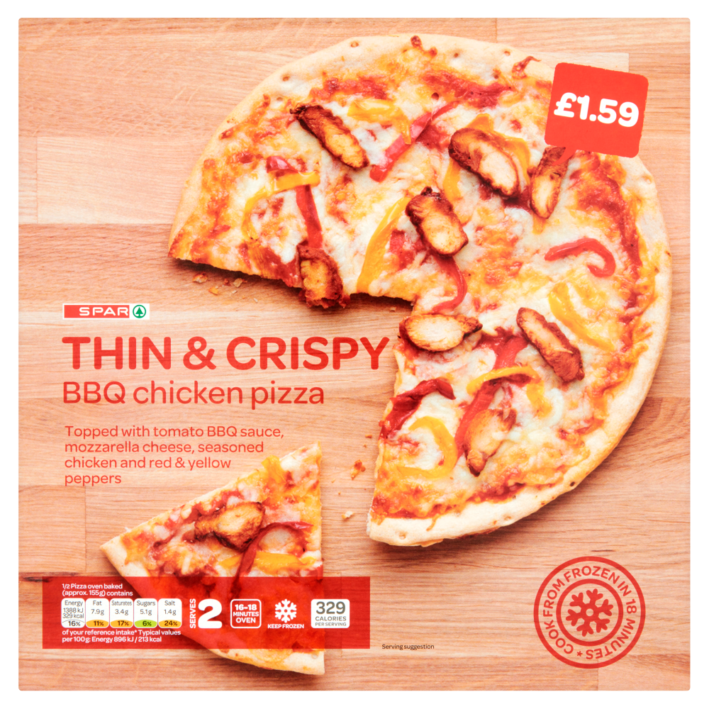 Spar Thin & Crispy BBQ Chicken Pizza 319g - Cannich Stores